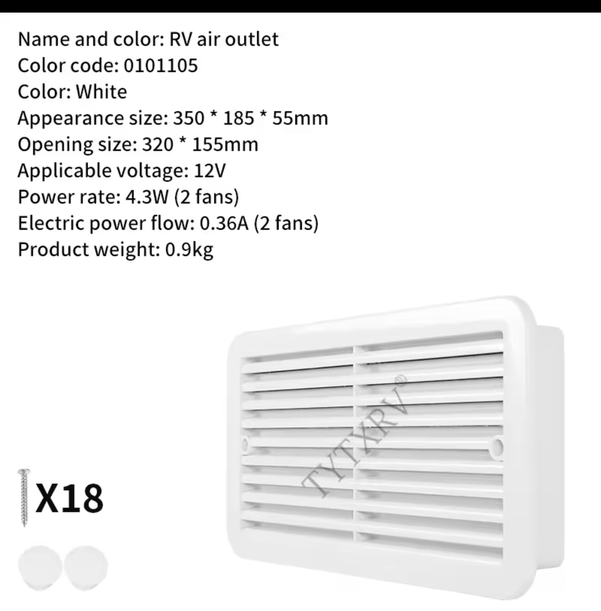 12V White/Black Caravan Ventilation Fan Air Vent Ventilation Cooling E ...