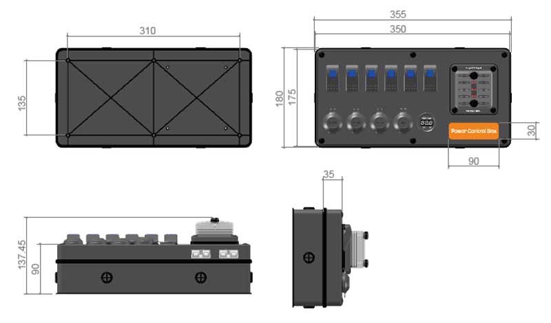 12/24V 6 WAY CONTROL PANEL 2 X DC,1X ENGEL O/P& VOLTMETER 2 X 50A ANDE ...
